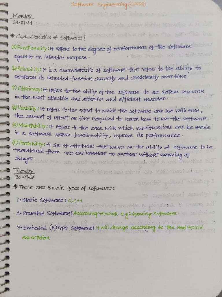 Software Engineering Class Notes | PDF