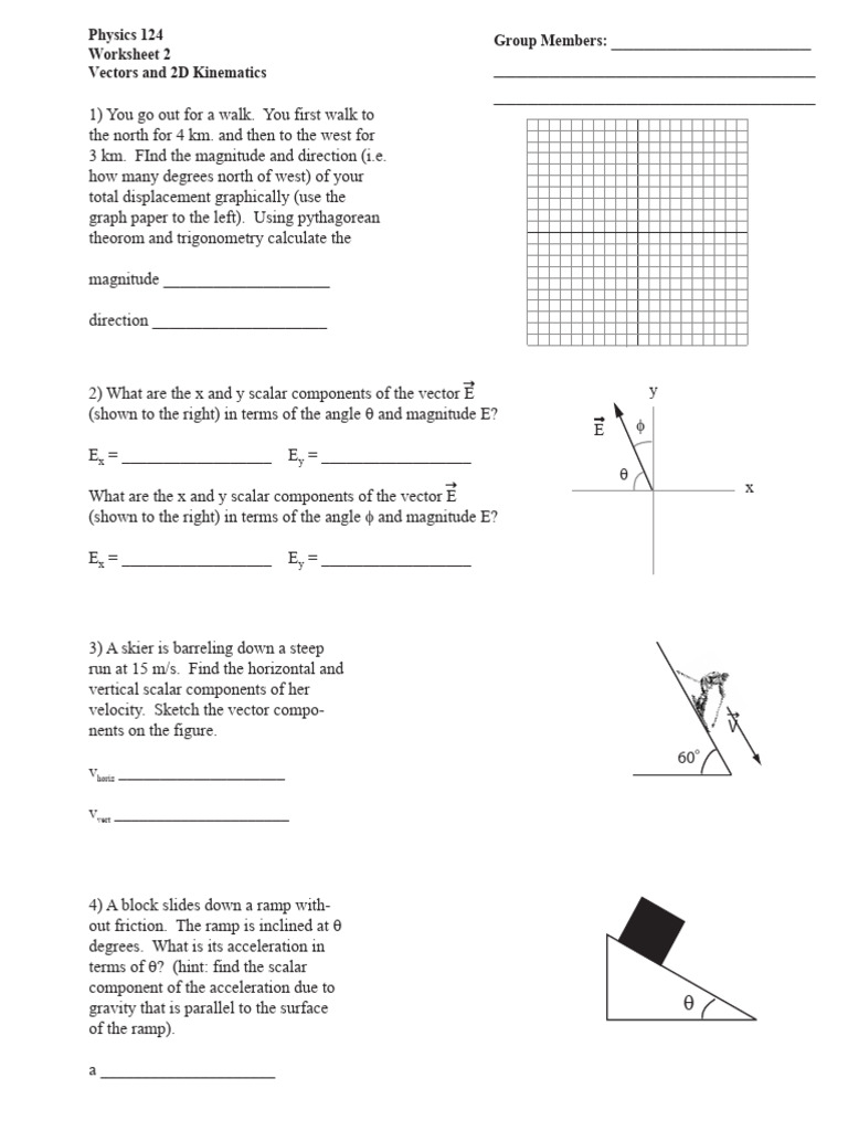 124 Worksheet 2 | PDF | Euclidean Vector | Force 124 Worksheet 2 | PDF | Euclidean Vector | Force