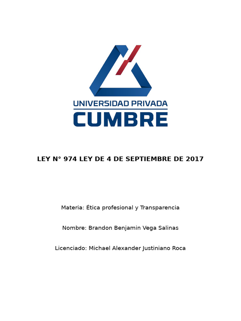LEY No 974 | PDF | Responsabilidad | Corrupción política
