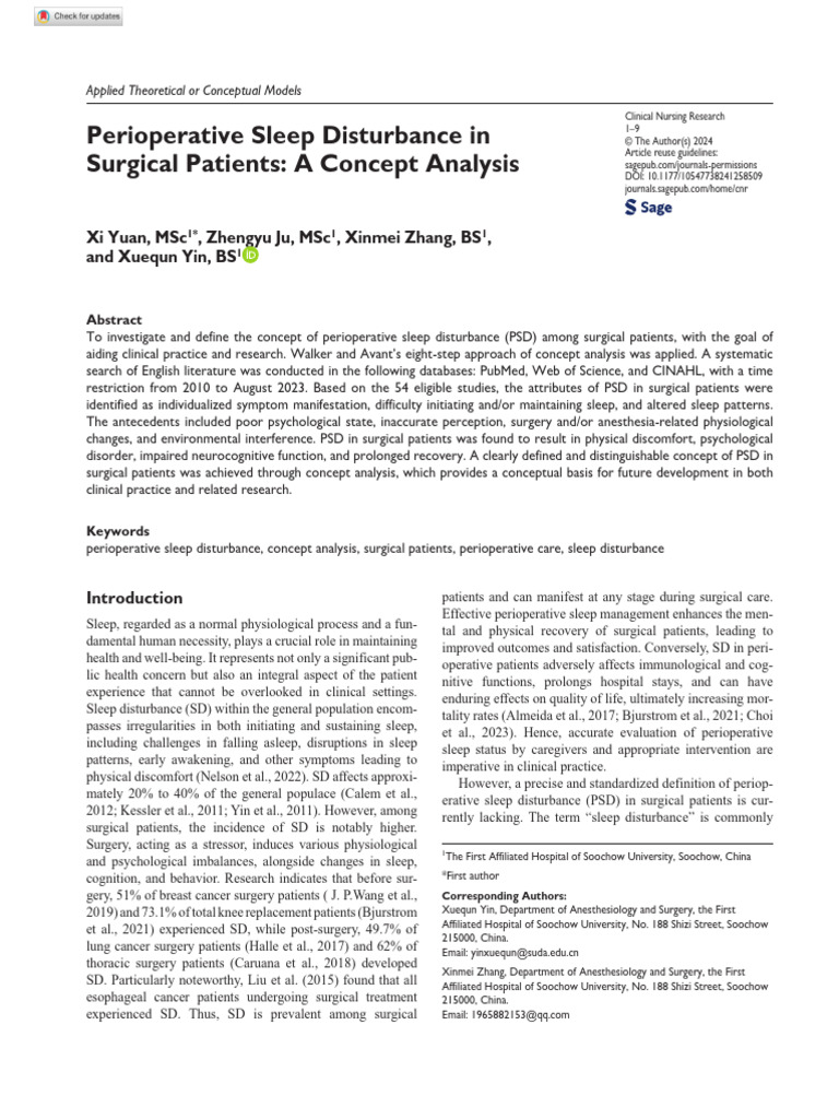 yuan-et-al-2024-perioperative-sleep-disturbance-in-surgical-patients-a-concept-analysis | PDF ...