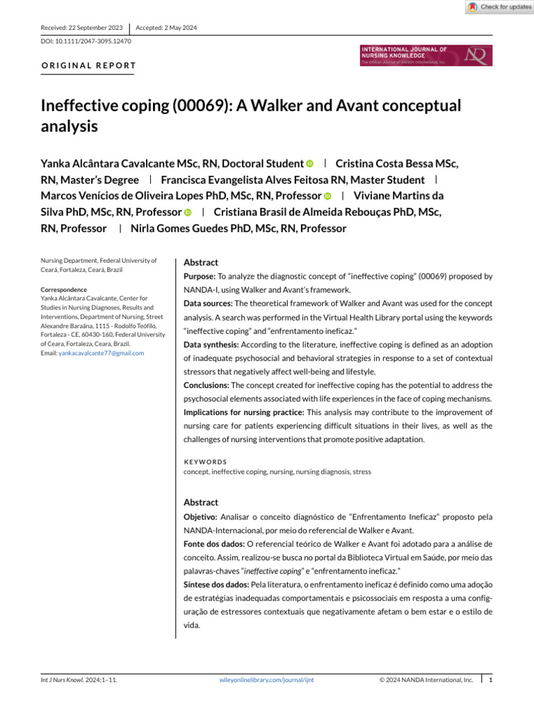 Ineffective Coping 00069 A Walker and Avant Conceptual Analysis | PDF | Mental Health | Attitude ...