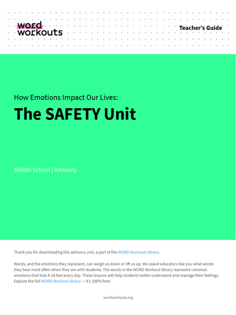 Emotions and Safety: Teacher's Guide | PDF | Emotions | Cognition