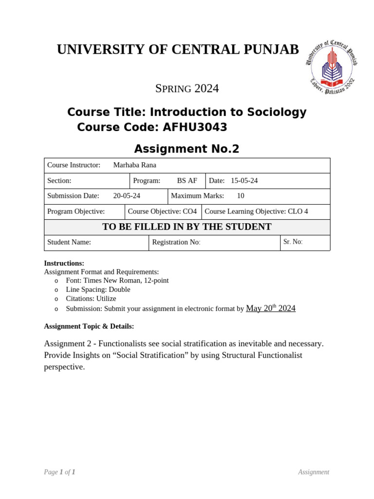 Assignment 4- Structural Funationalism on Social Stratification | PDF