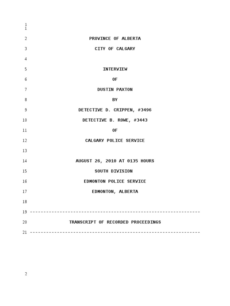 Dustin Paxton Police Interview | PDF | Assault | Violence