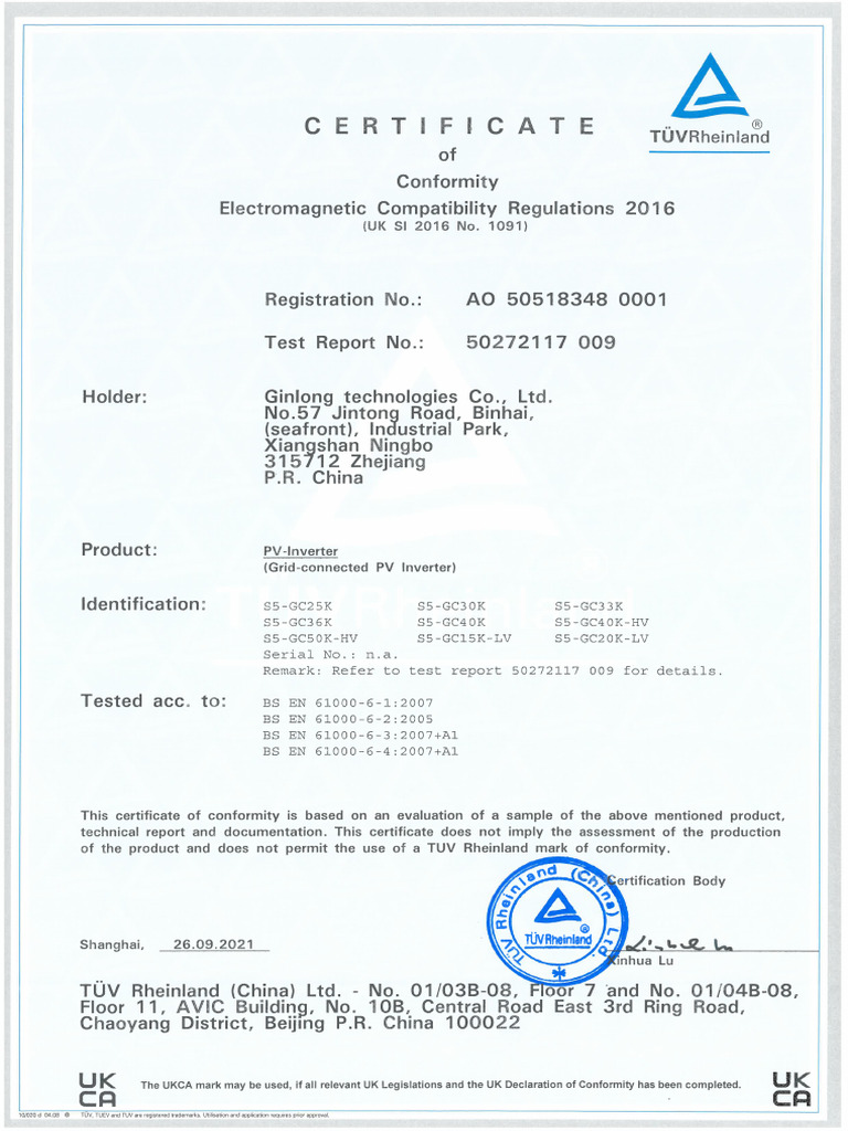 Certificado Completo Inversor Solis 30K-LV | PDF