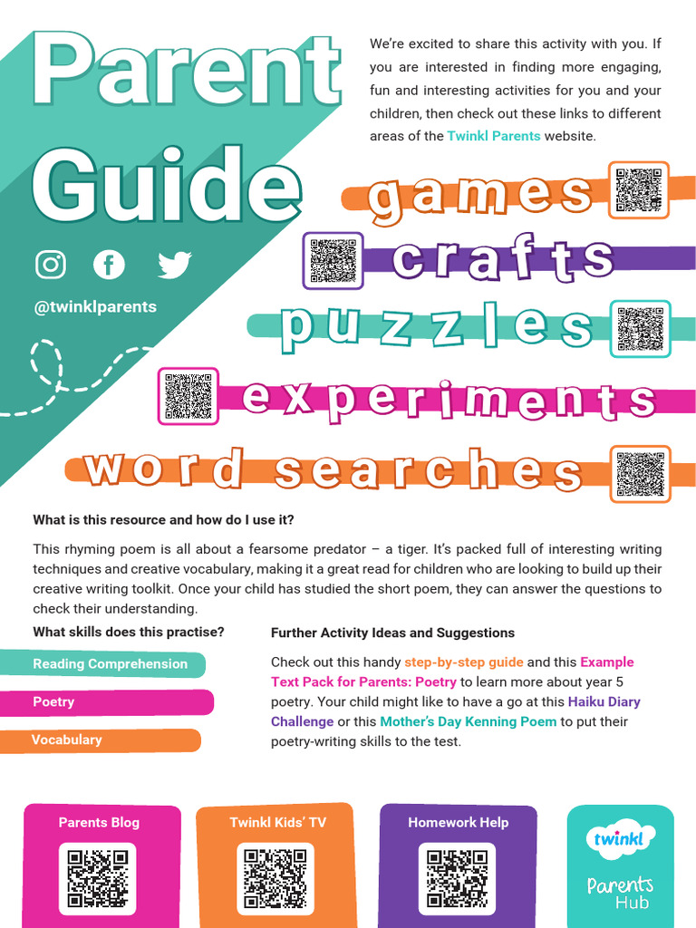 Tiger Poem Comprehension Guide | PDF | Poetry | Reading Comprehension