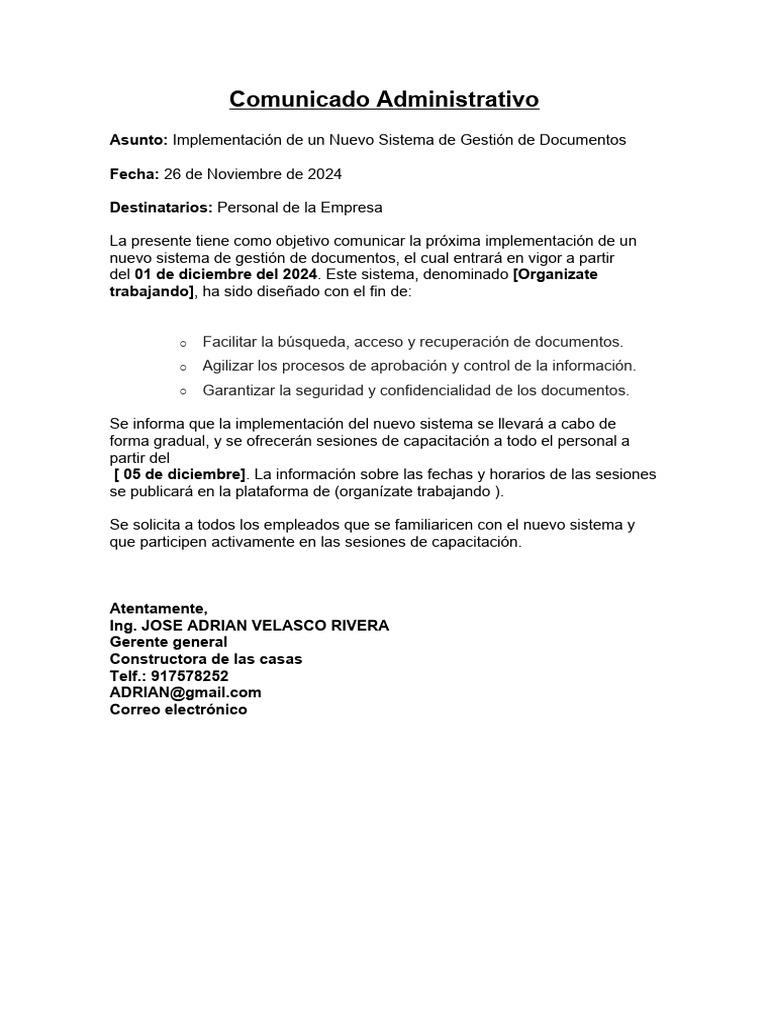 Comunicado Administrativo | PDF