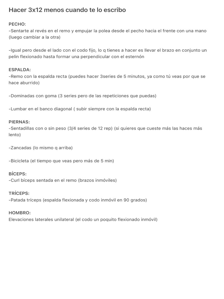 Hacer 3x12 Menos Cuando Te Lo Escribo | PDF