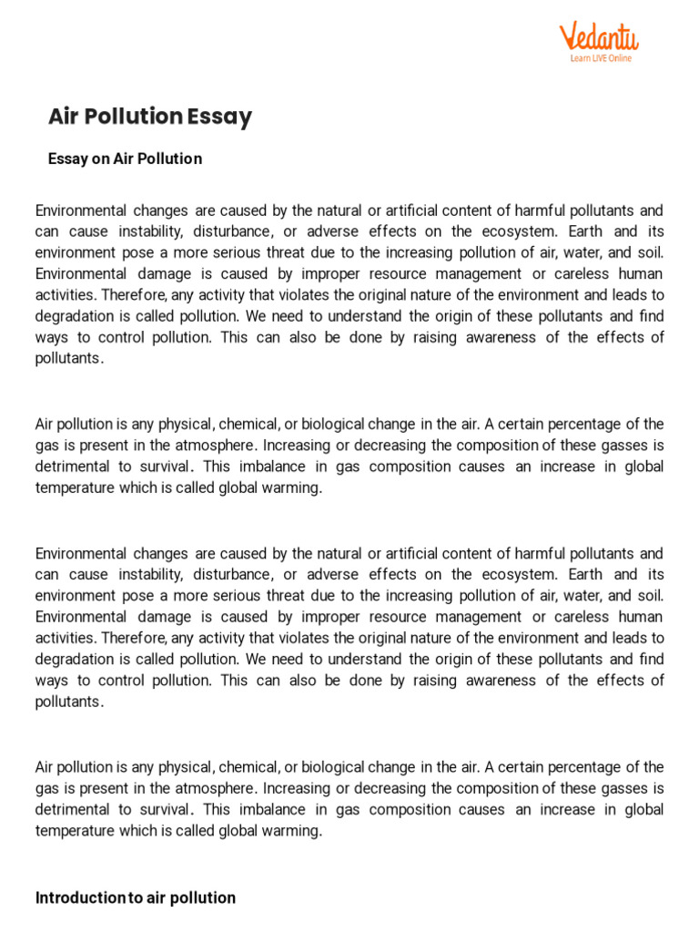 Air Pollution Essay | PDF