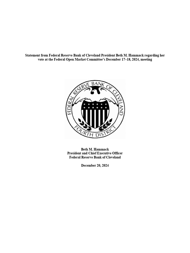 Sp 20241220 Fomc Statement President Beth Hammack | PDF | Federal Open Market Committee | Inflation