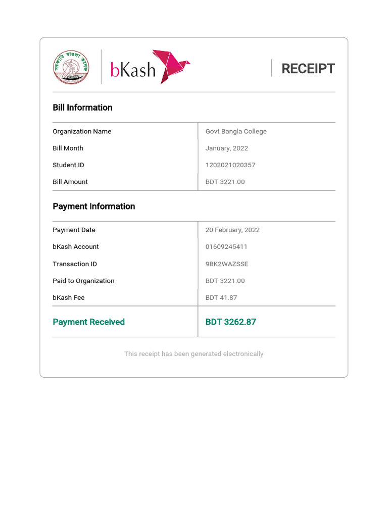 Student Payment Receipt | PDF