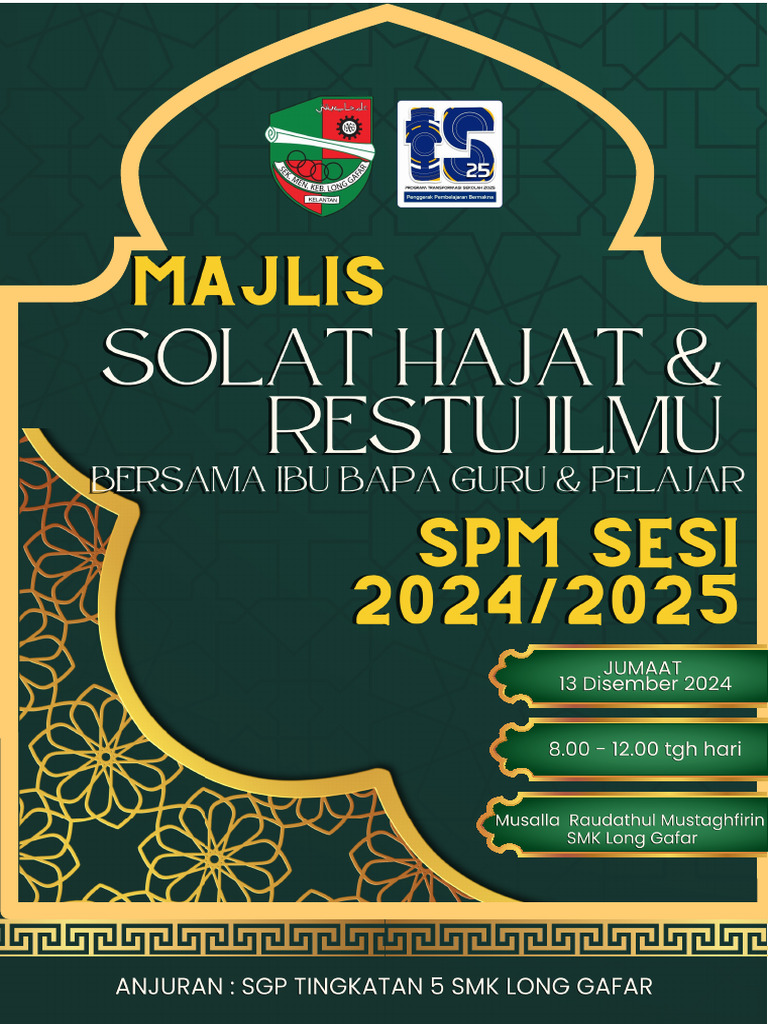 BP MAJLIS SOLAT HAJAT & RESTU ILMU. SPM 2024-2 | PDF