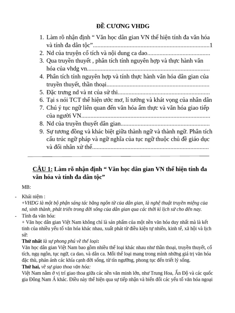 ĐỀ CƯƠNG VHDG đề sau | PDF