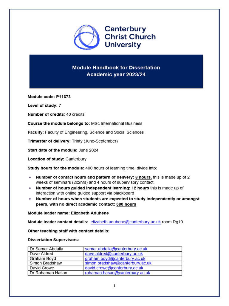 Module-Handbook-Dissertation-2023-24 | PDF | Critical Thinking | Evaluation