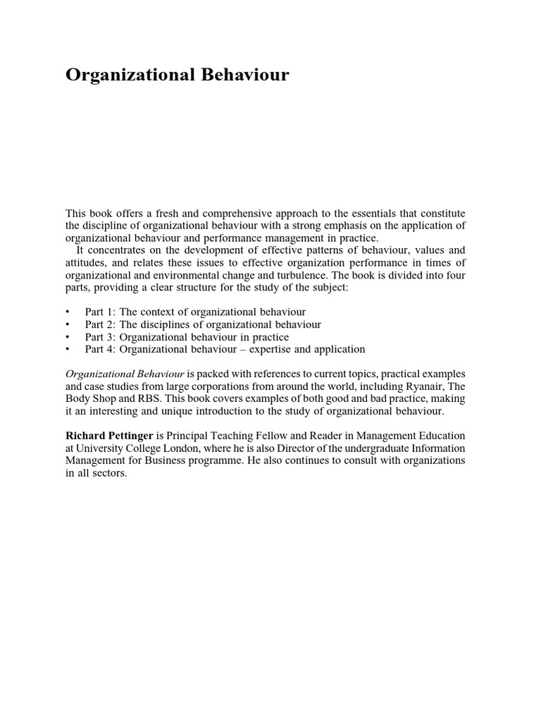 Organizational Behaviour | PDF | Leadership | Human Resource Management