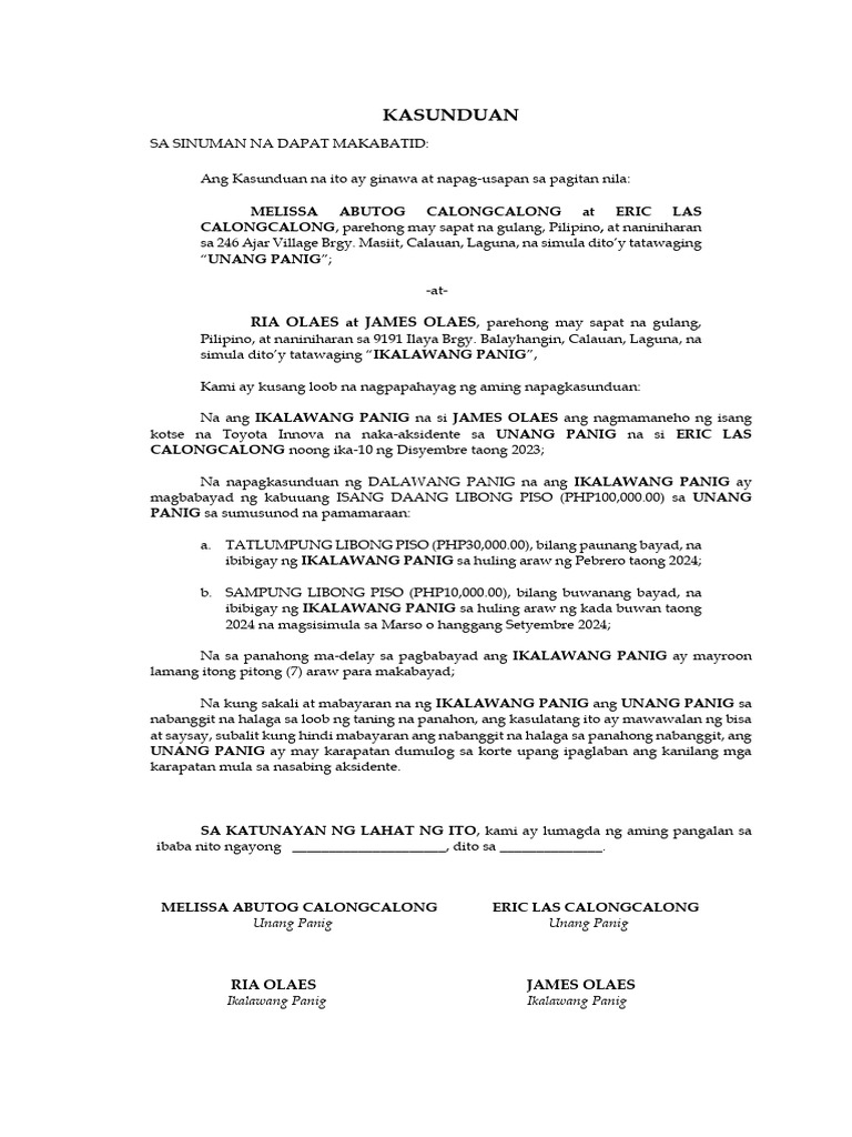 Kasunduan Calongcalong Olaes Revised (1) | PDF