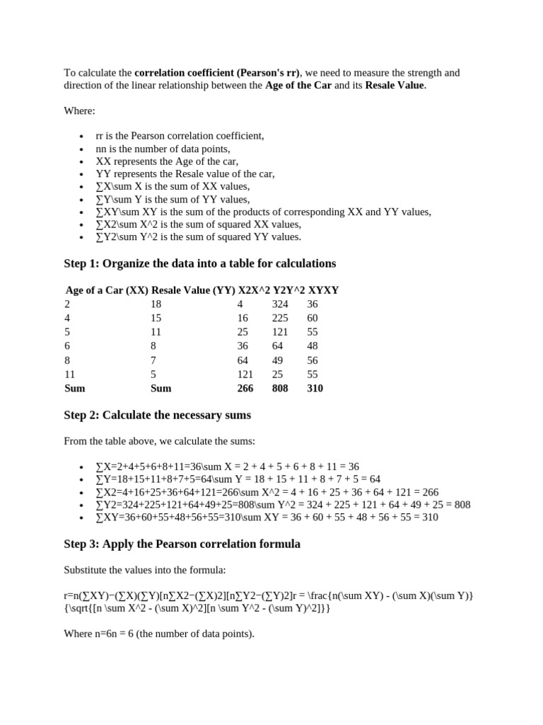 To Calculate The Correlation Coefficient | PDF | Statistical Analysis | Teaching Mathematics