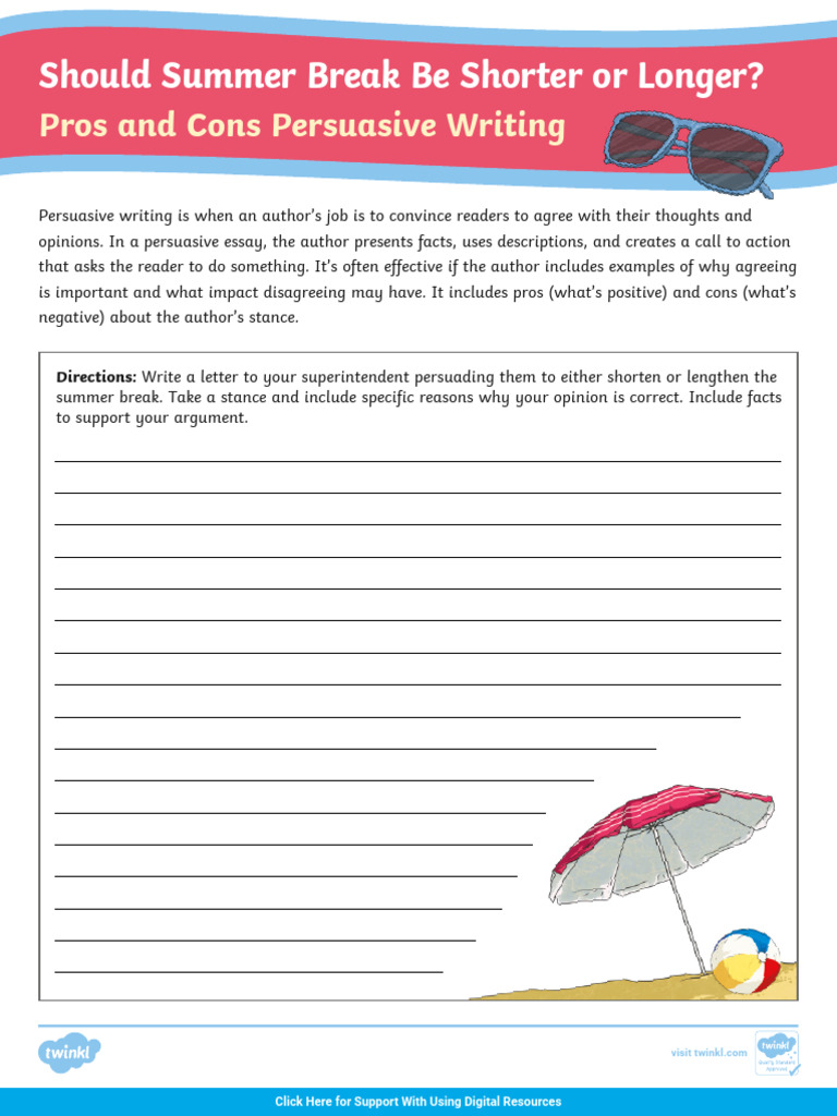 Digital Should Summer Break Be Shorter or Longer Pros and Cons ...