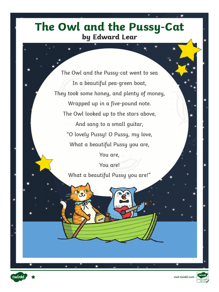 T L 53274 ks1 The Owl and The Pussy Cat Poem Differentiated Reading ...