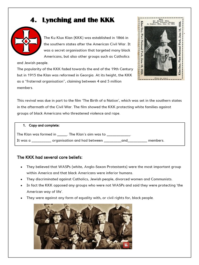4. Lynching and the Kkk (1) | PDF | Ku Klux Klan | Injustice