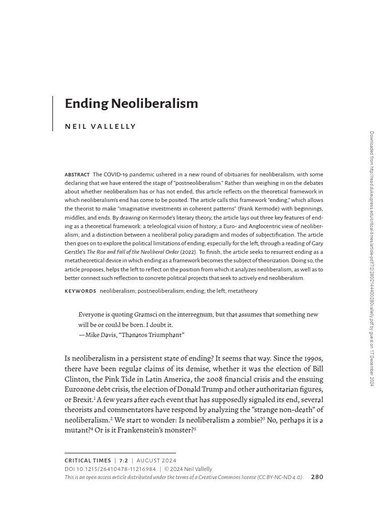 Ending Neoliberalism | PDF | Political Science