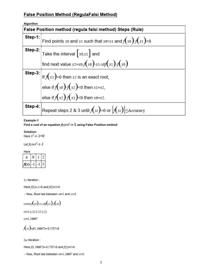 NM FalsePositionMethod Concept1 | PDF | Algorithms | Numerical Analysis