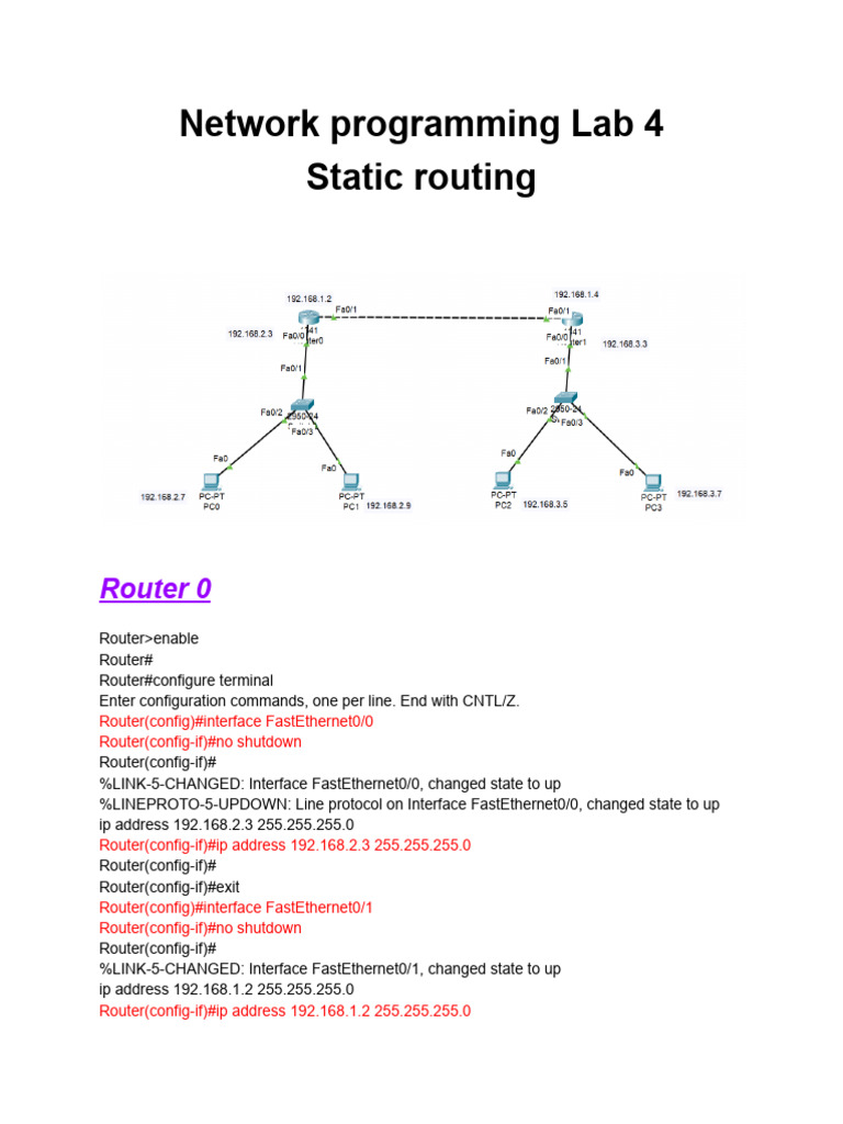 Network programming Lab 4-1 | PDF | Router (Computing) | Computer Science