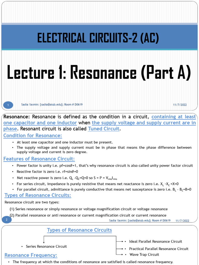 01 Resonance Part A | PDF | Resonance | Inductor