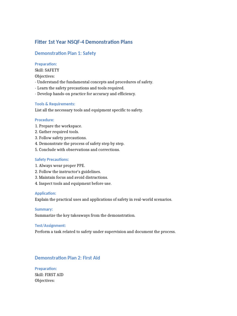 Fitter 1st Year Demonstration Plans | PDF | Welding | Construction