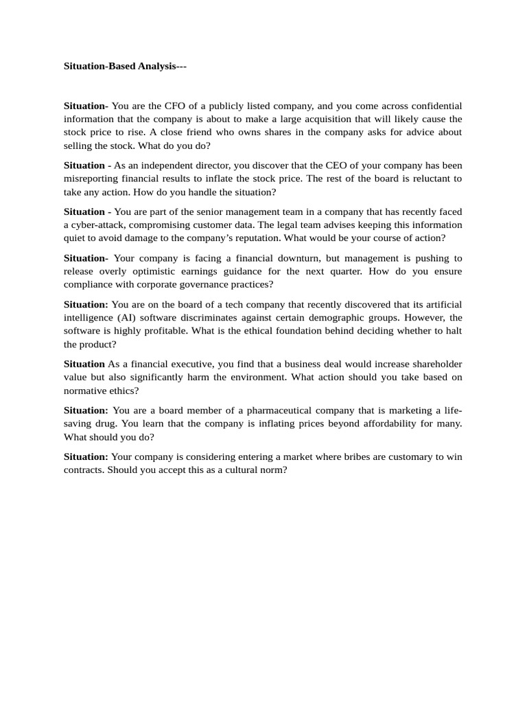 Ethical Dilemmas for Executives | PDF