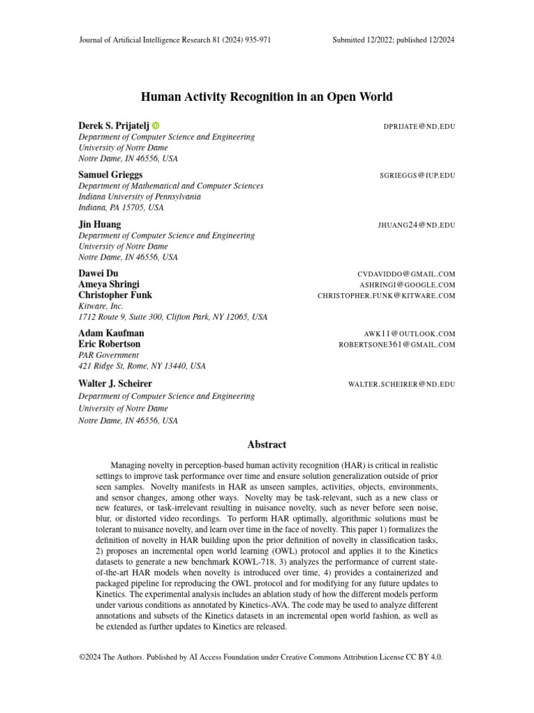 Human Activity Recognition in An Open World | PDF | Statistical ...