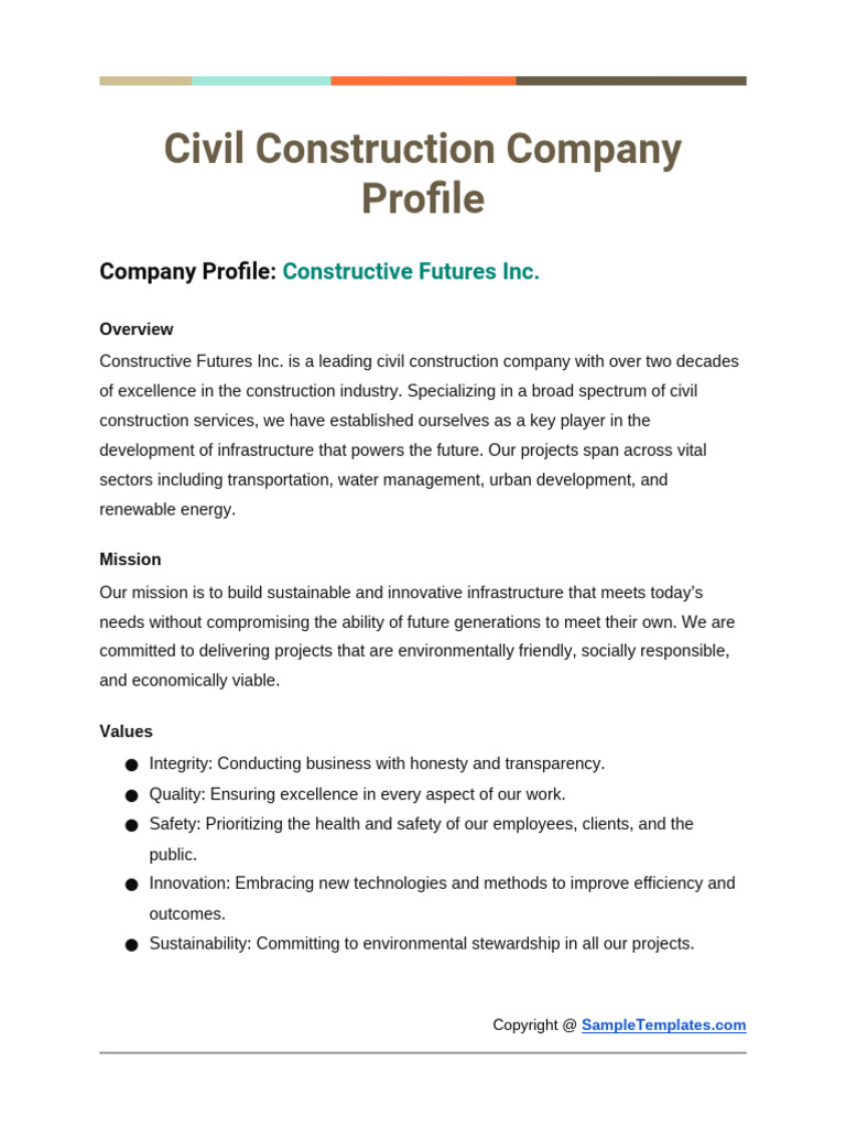 Civil Construction Company Profile | PDF | Infrastructure | Nature