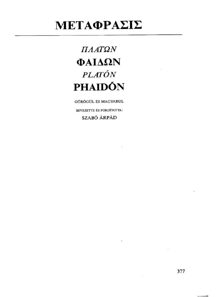 Platon Phaidon Magyar PDF Free | PDF