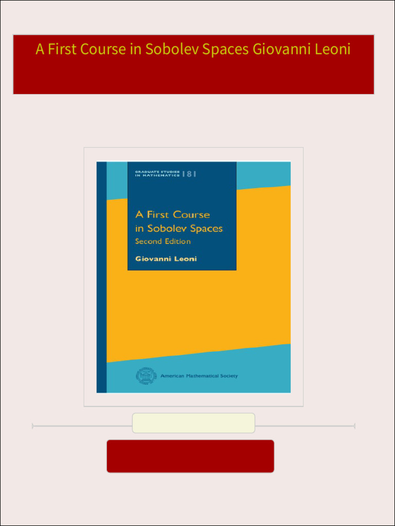 Download Full A First Course in Sobolev Spaces Giovanni Leoni PDF All ... Download Full A First Course in Sobolev Spaces Giovanni Leoni PDF All ...