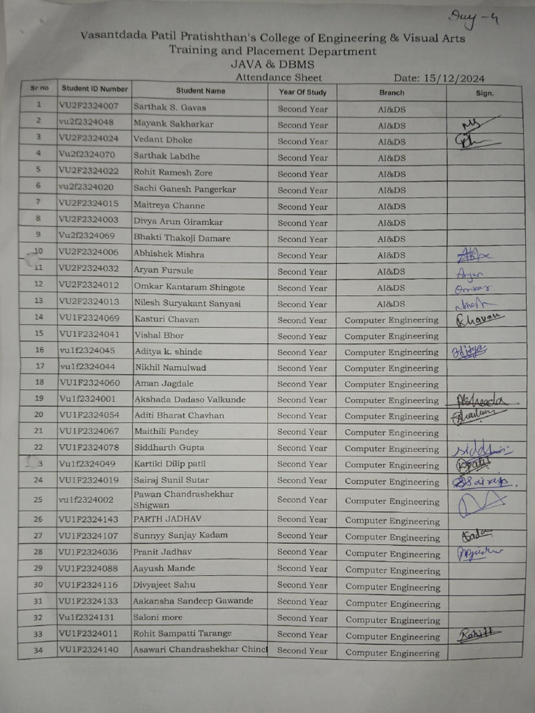 15 Dec JAVA N DBMS Student Attendance | PDF