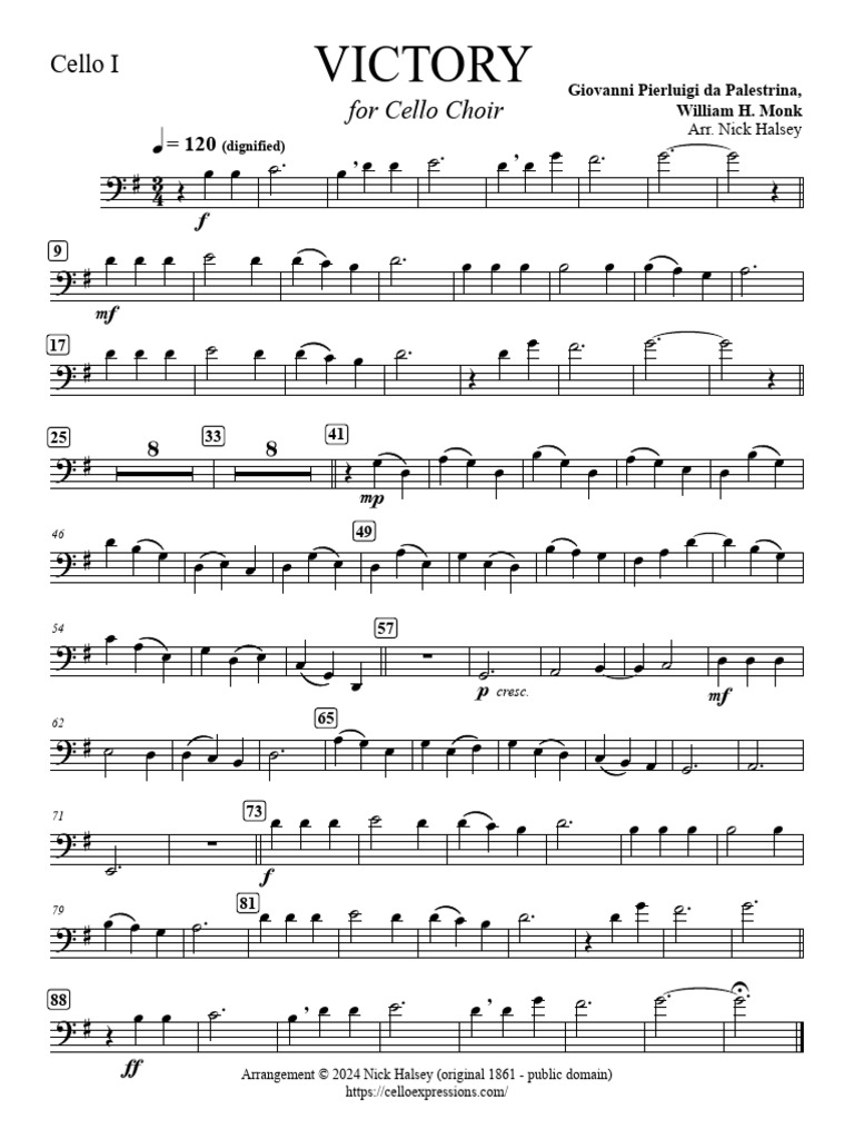 VICTORY Cello Choir Parts | PDF