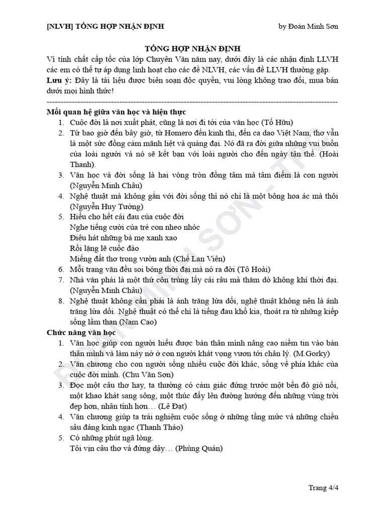 (NLVH) TỔNG HỢP NHẬN ĐỊNH | PDF