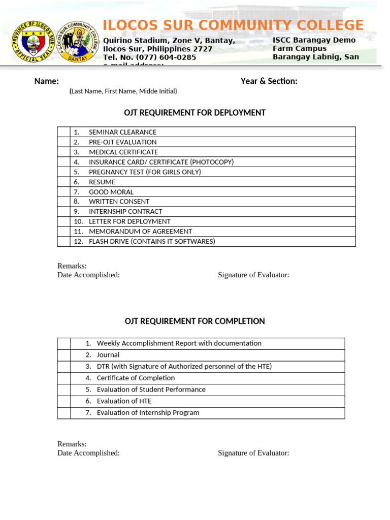 01 Ojt Requirements | PDF