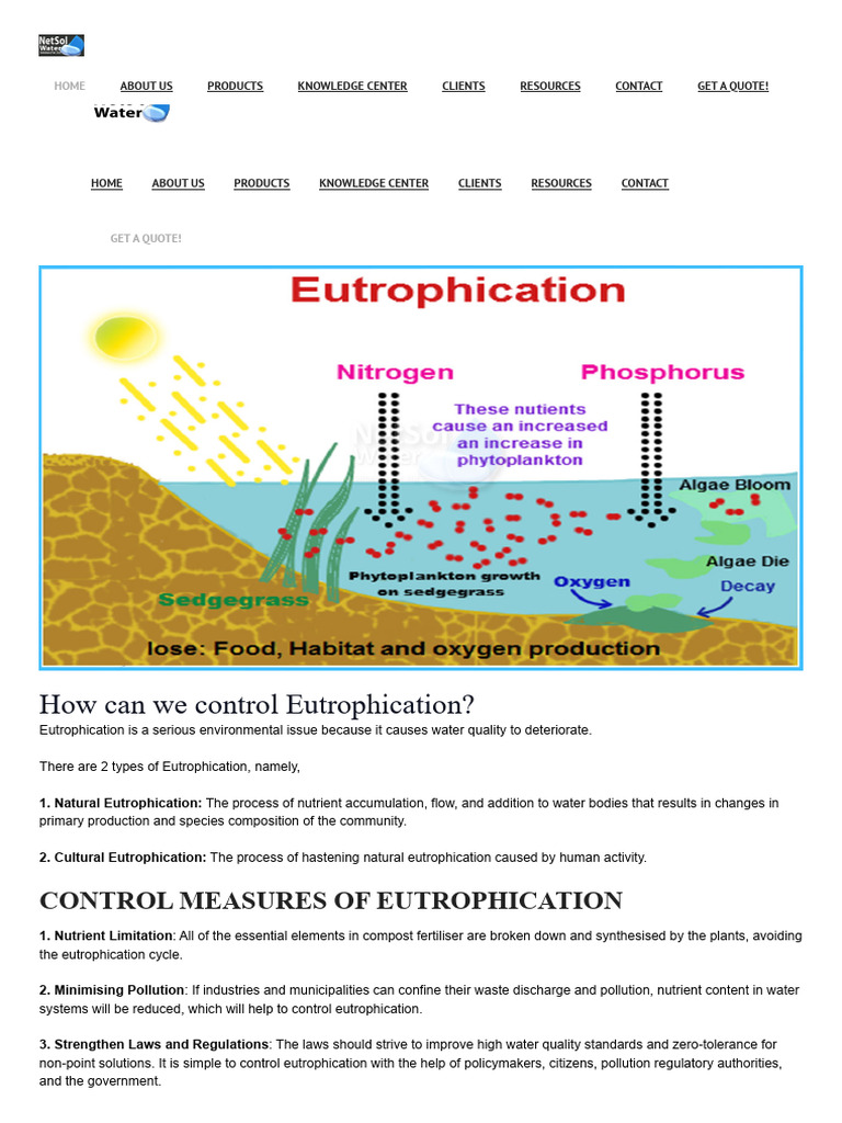Eutrophication_ what causes it and how to control _ netsolwater.com | PDF | Eutrophication ...