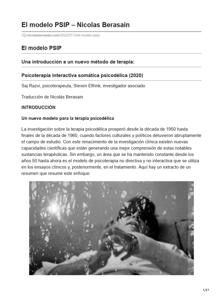 Psicoterapia Psicodélica Somática Interactiva (PSIP) (2020) | PDF | Psicoterapia | Conciencia