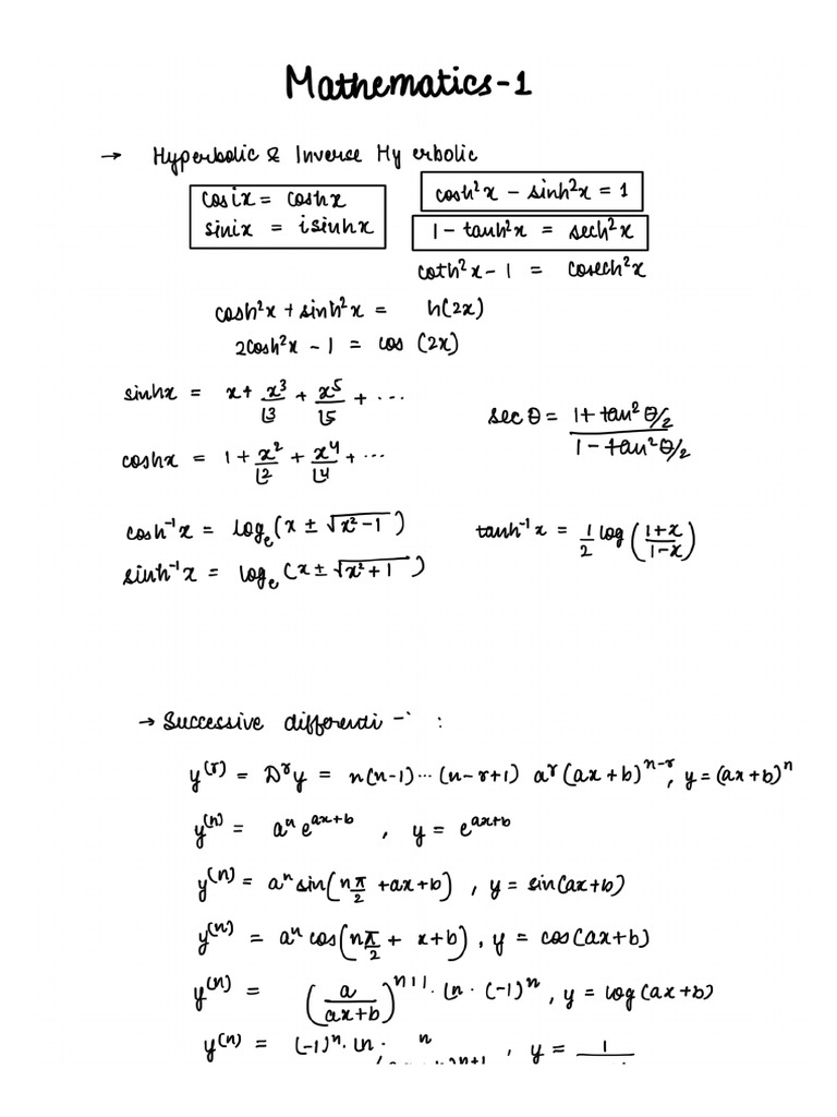 Unit-1 (Hyperbolic Functions) | PDF