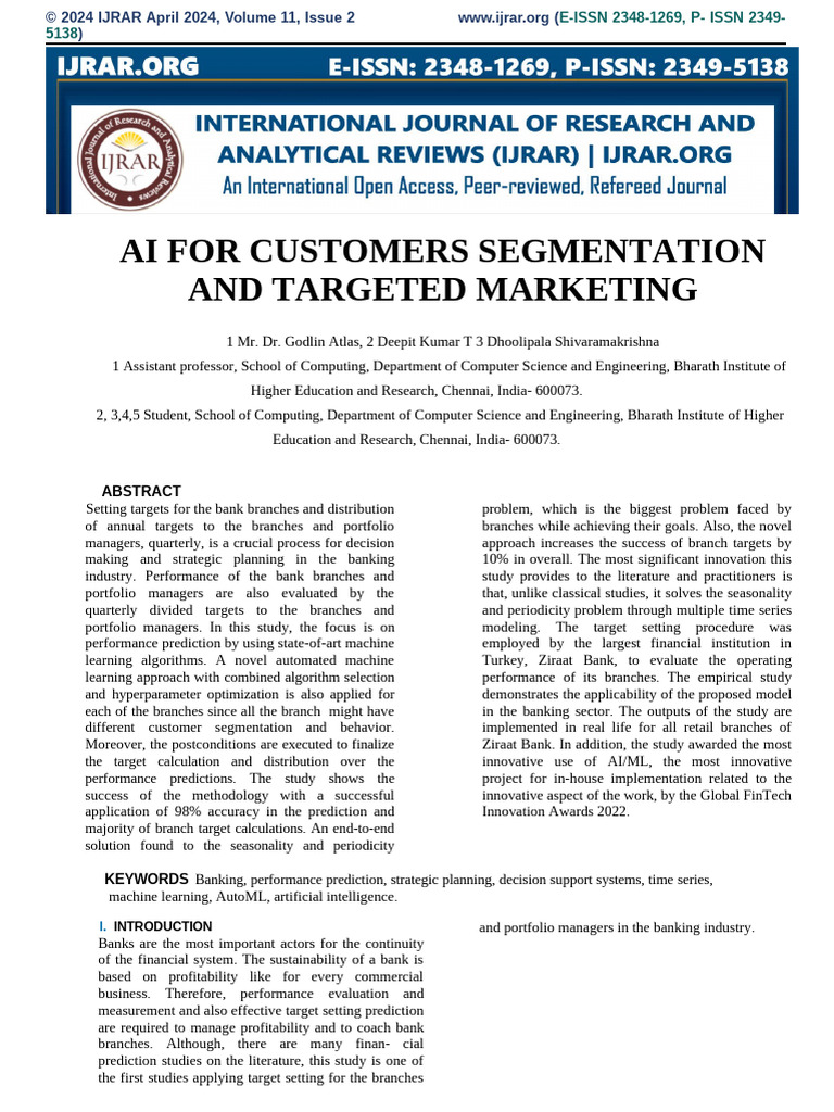Ai For Customers Segmentation and Targeted Marketing 9.5 | PDF ...