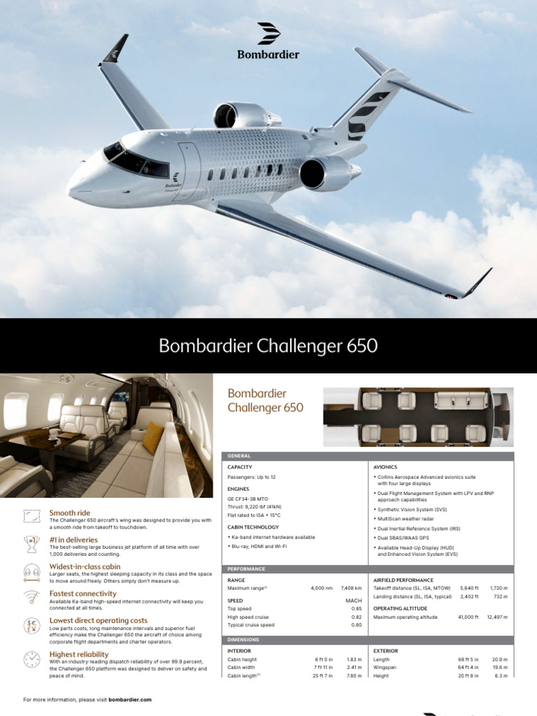 Bombardier Challenger 650 Overview | PDF | Avionics | Transport