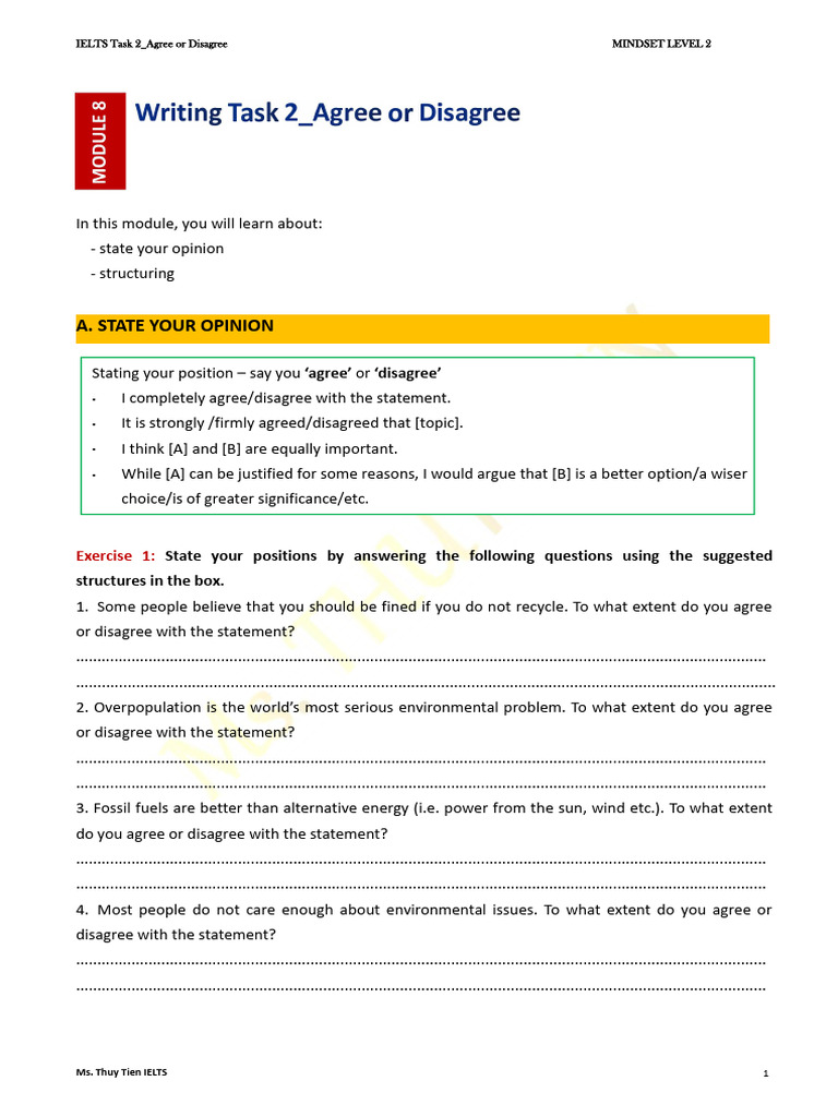 WT2 - Module 8 - Agree or Disagree | PDF | Teachers | Reason