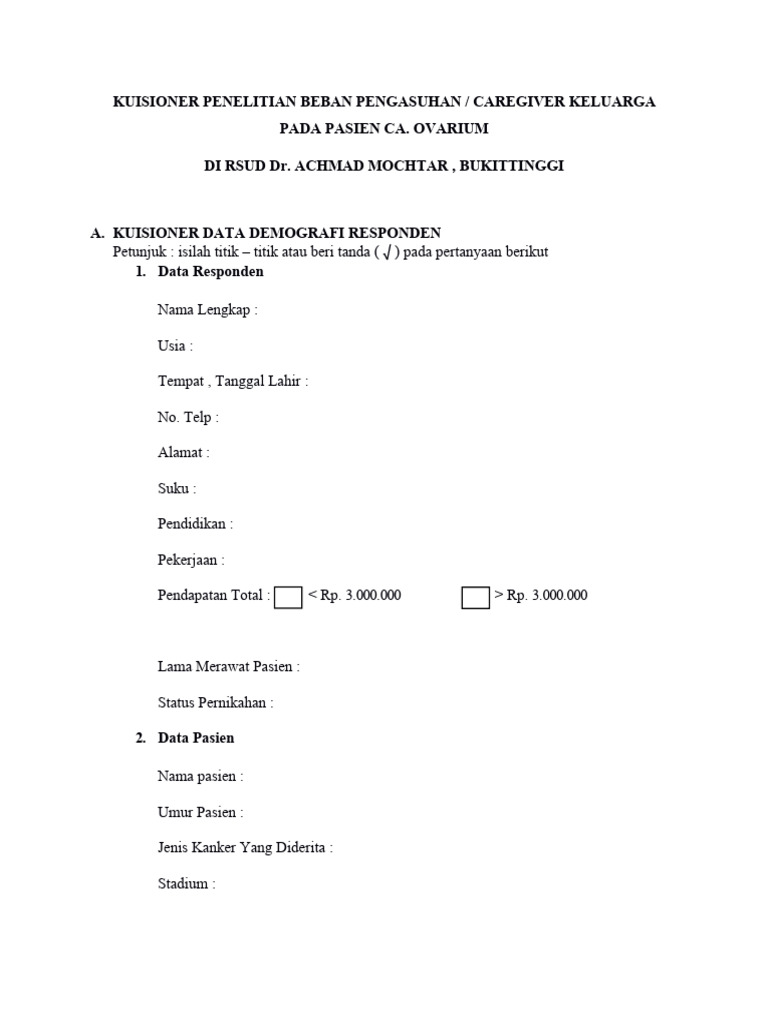 Kuisioner Penelitian Zbi | PDF