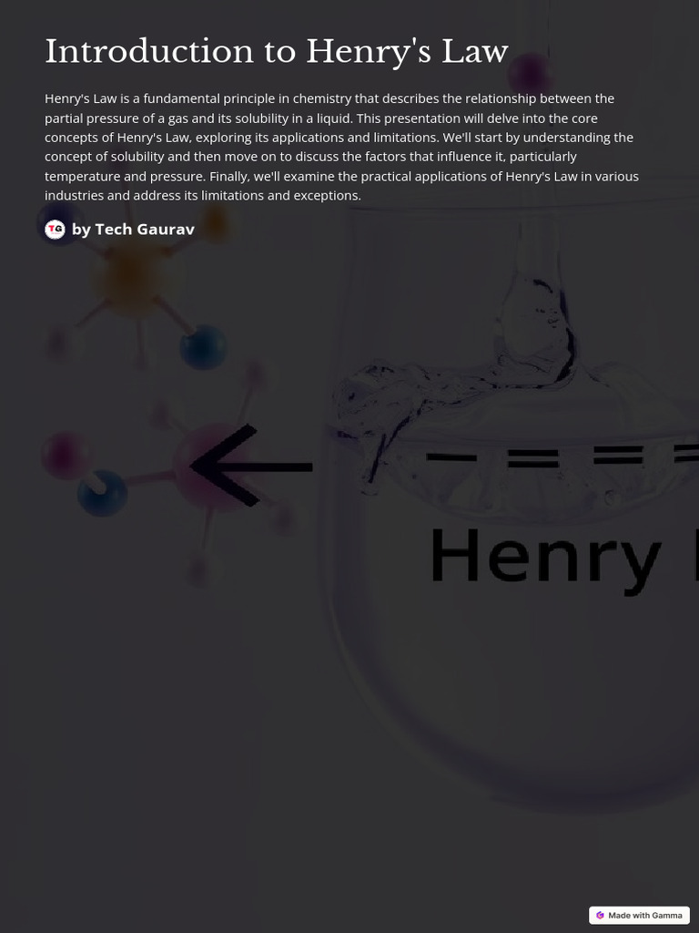 Introduction To Henrys Law | PDF | Solubility | Gases