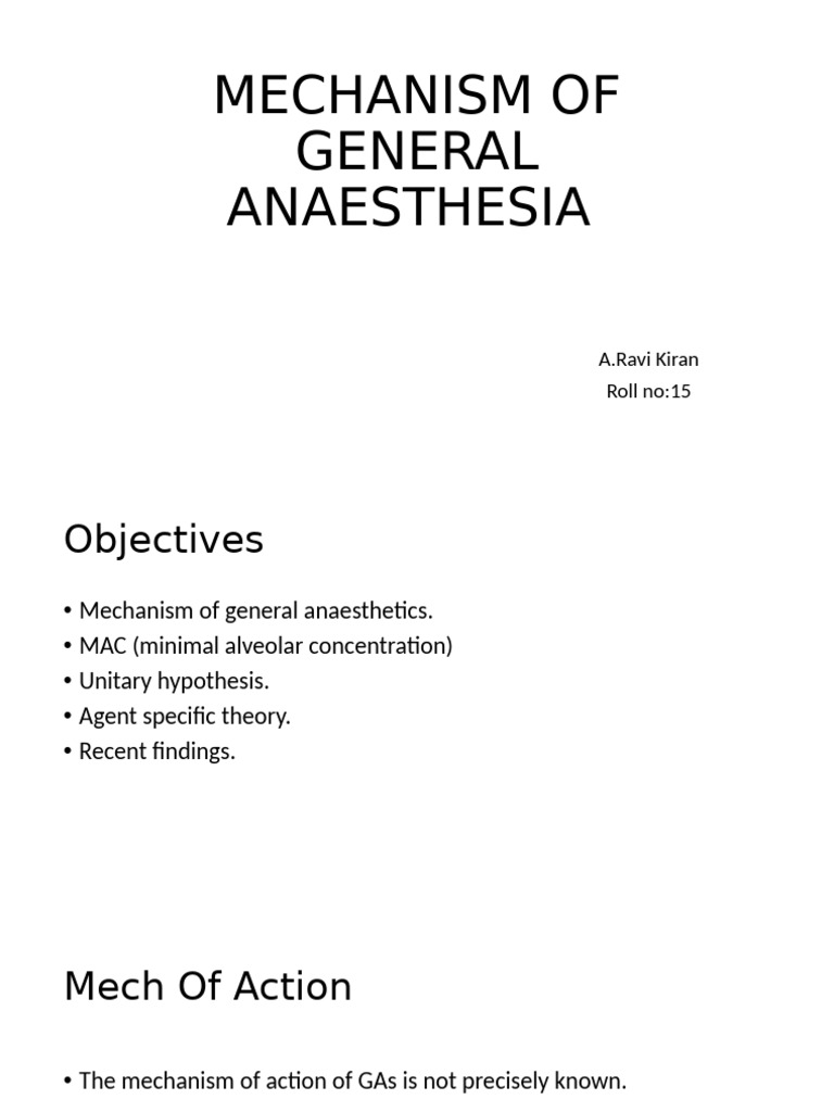 Mechanism of General Anaesthesia | PDF | Neurochemistry | Physiology