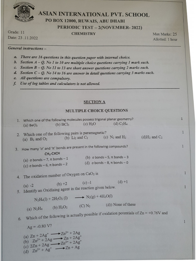 pt2 Chem Last Year | PDF