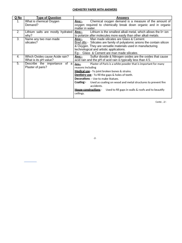 Chemestry Paper 2019 With Ans | PDF | Acid | Redox