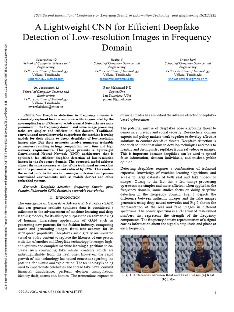 A Lightweight Cnn For Efficient Deepfake Detection Of Low Resolution Images In Frequency Domain